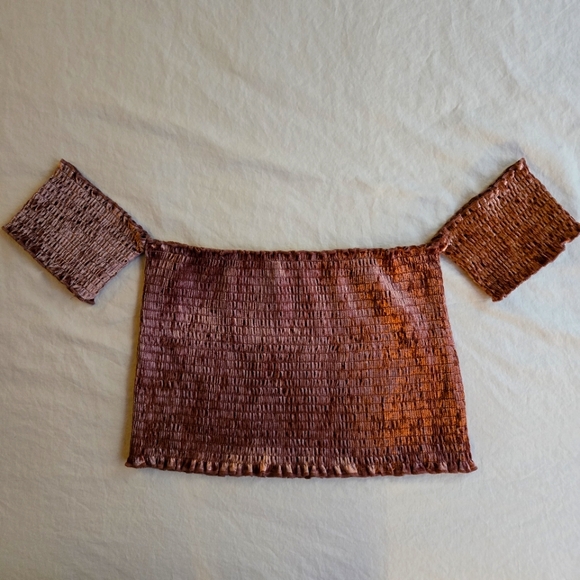 Bozzolo | Tops | Bozzolo 9s Y2k Mauve Brown Smocked Stretch Velvet ...